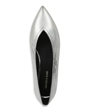 Veronica Beard Bancroft Pointed Toe Flats - Silver