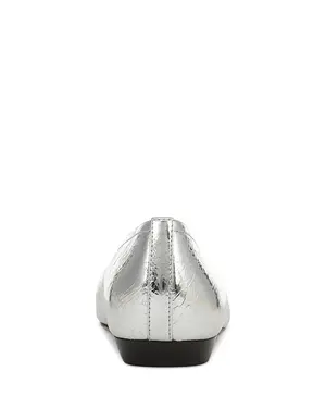 Veronica Beard Bancroft Pointed Toe Flats - Silver