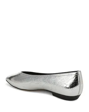 Veronica Beard Bancroft Pointed Toe Flats - Silver