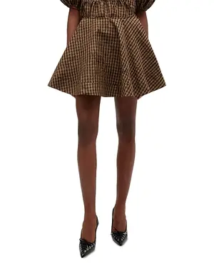 GANNI Crinkled Check Mini Circle Skirt