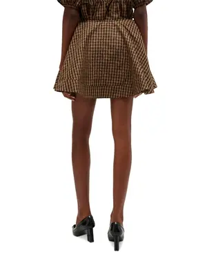GANNI Crinkled Check Mini Circle Skirt