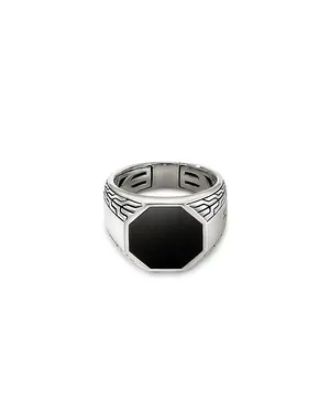John Hardy Sterling Silver Onyx Signet Ring - Black