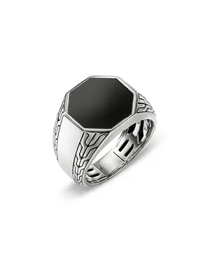 John Hardy Sterling Silver Onyx Signet Ring
