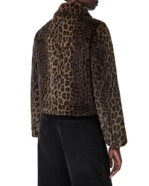 ALLSAINTS Saye Faux Fur Jacket - Leopard Brown