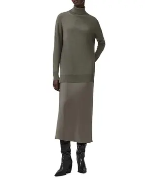 ALLSAINTS Juno 2-in-1 Slip Dress And Sweater - Light Khaki