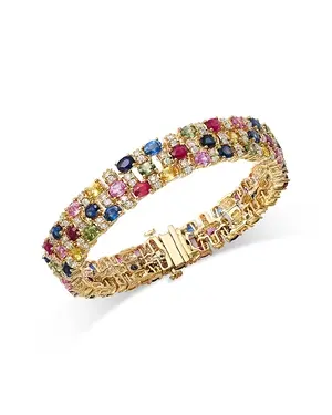 Bloomingdale'S Fine Jewelry Luxe Collection Rainbow Sapphire & Diamond Bracelet - Gold