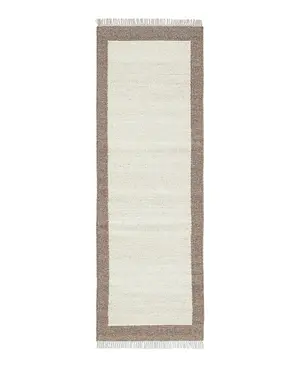 OBEETEE Nu Maison Soft Border Runner Area Rug,2'6x8'0 - Brown