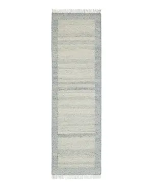 OBEETEE Nu Maison Soft Border Runner Area Rug,2'6x8'0 - Light/blue
