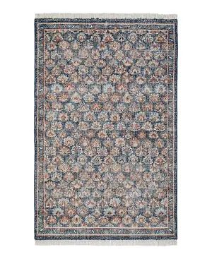 OBEETEE Palace Floral Area Rug,5'0x8'0 - Navy