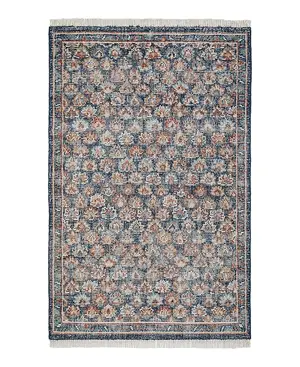 OBEETEE Palace Floral Area Rug,7'9x9'9 - Navy