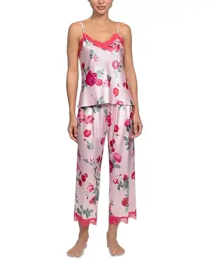 IN BLOOM BY JONQUIL Stretch Satin Pretty Rose Cami Pant Pajama Set - Light Pink
