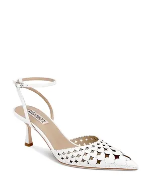 Badgley Mischka Omelia Studded Pumps - White Patent