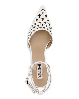 Badgley Mischka Omelia Studded Pumps - White Patent