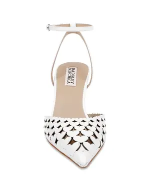 Badgley Mischka Omelia Studded Pumps - White Patent