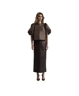 MALINA Cleo Blouse Balloon Sleeve - Chocolate