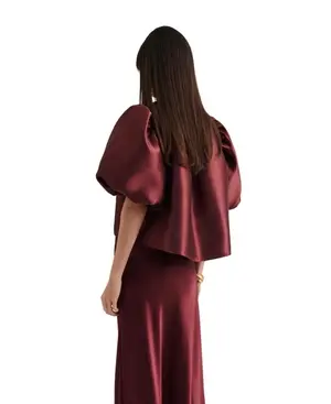 MALINA Cleo Blouse Balloon Sleeve - Wine