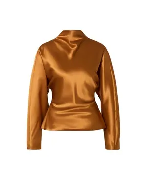 MALINA Zora Barrel Sleeve Satin Blouse