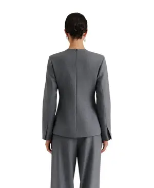 MALINA Athina Tailored Long Sleeve Blouse - Grey