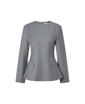 MALINA Athina Tailored Long Sleeve Blouse - Grey