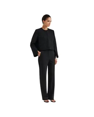 MALINA Ruthie Cropped Boucle Blazer - Black
