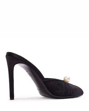 BLACK SUEDE STUDIO Pearl Mesh Slipper Pumps