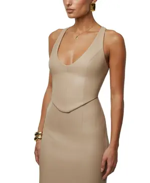 JLUXLABEL Pu Leather Top - Beige