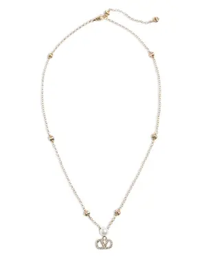 Valentino Garavani Vlogo Signature Necklace - Gold/white