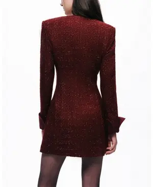 NOCTURNE Gold Button Boucle Mini Dress