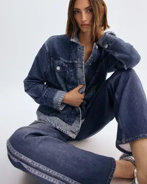 Rag & Bone Miramar Combo Terry Oversized Trucker Jacket