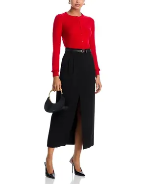 French Connection Harry Front Slit Midi Skirt - Black