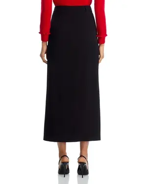 French Connection Harry Front Slit Midi Skirt - Black