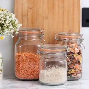 KILNER Square Clip Top Jars, Set Of 3