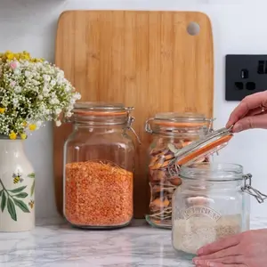 KILNER Square Clip Top Jars, Set Of 3