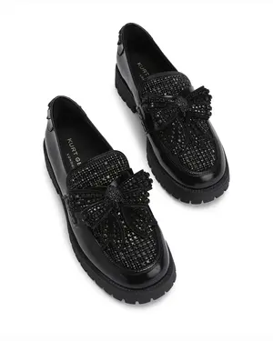 Kurt Geiger Bow Crystal-embellished Loafers