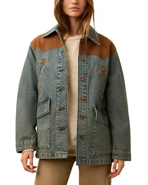 Faherty Brand Ridge Back Denim Suede Jacket