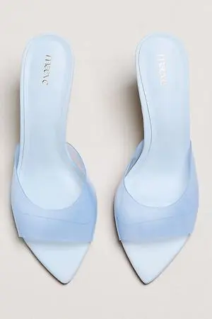 Maeve Pvc Pointed-toe Mule Heels - Blue