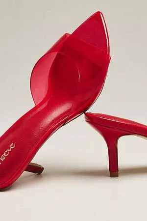 Maeve Pvc Pointed-toe Mule Heels - Bright Red