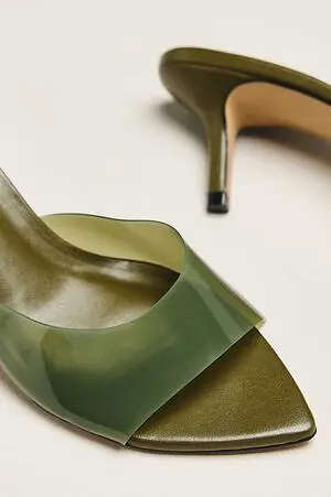 Maeve Pvc Pointed-toe Mule Heels - Green
