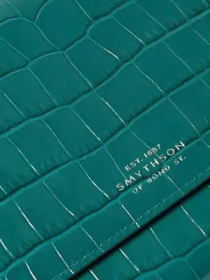 Smythson Marshall Croc-effect Leather Travel Wallet - Blue