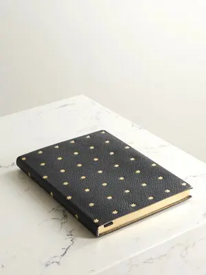 Smythson Stars Soho Panama Debossed Metallic Textured-leather Notebook - Blue