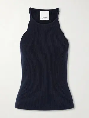 ALLUDE Ribbed Wool And Cashmere-blend Top