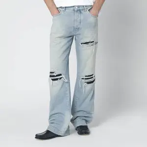 Amiri Ripped Jeans In Mist Indigo - Light Blue