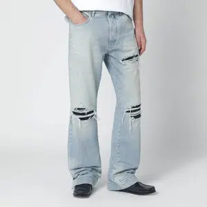 Amiri Ripped Jeans In Mist Indigo - Light Blue