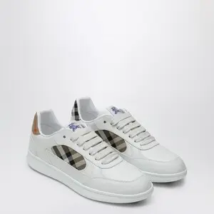 Burberry Terrace Leather Sneakers With Check Pattern - White