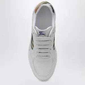 Burberry Terrace Leather Sneakers With Check Pattern - White