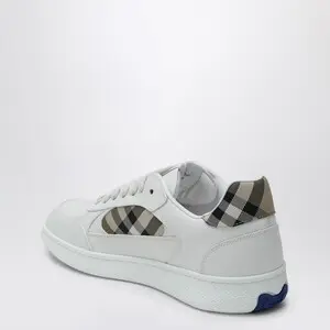 Burberry Terrace Leather Sneakers With Check Pattern - White