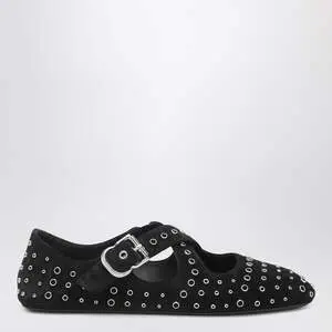 Alaïa Suede Ballerinas With Crossed Straps And Eyelets - Black