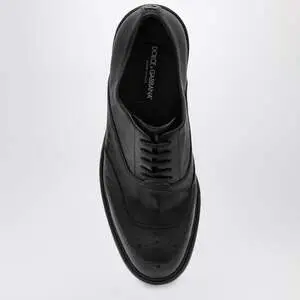 Dolce & Gabbana Washed Calfskin Lace-up Wingtip Shoes - Black