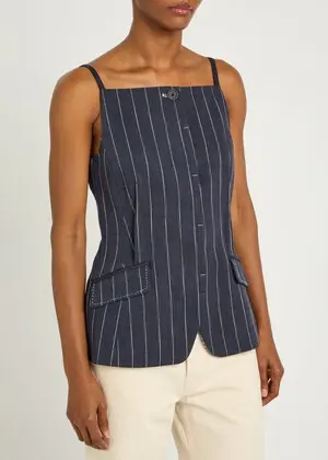 Simkhai Edie Pinstriped Woven Top