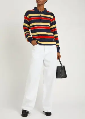 JW Anderson Striped Knit Polo Shirt - Multicoloured 1
